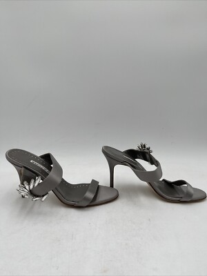 Women’s Manolo Blahnik Chivela Open-Toe Mules Grey Size 38 | eBay