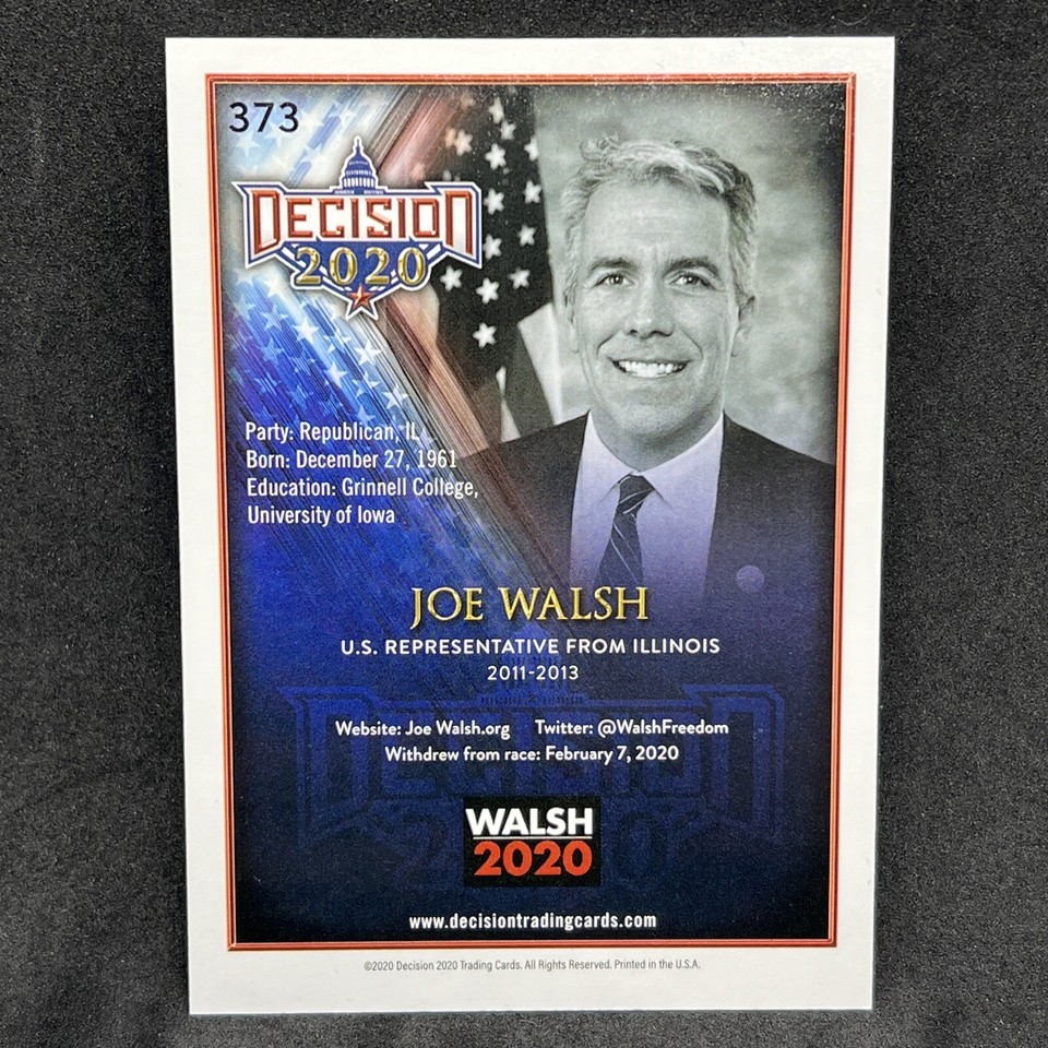 JOE WALSH Preview Benchwarmer Foil 01/10 2020 Decision Trading Cards ...