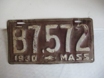 1930 Massachusetts License Plate Tag B7572 truck | eBay