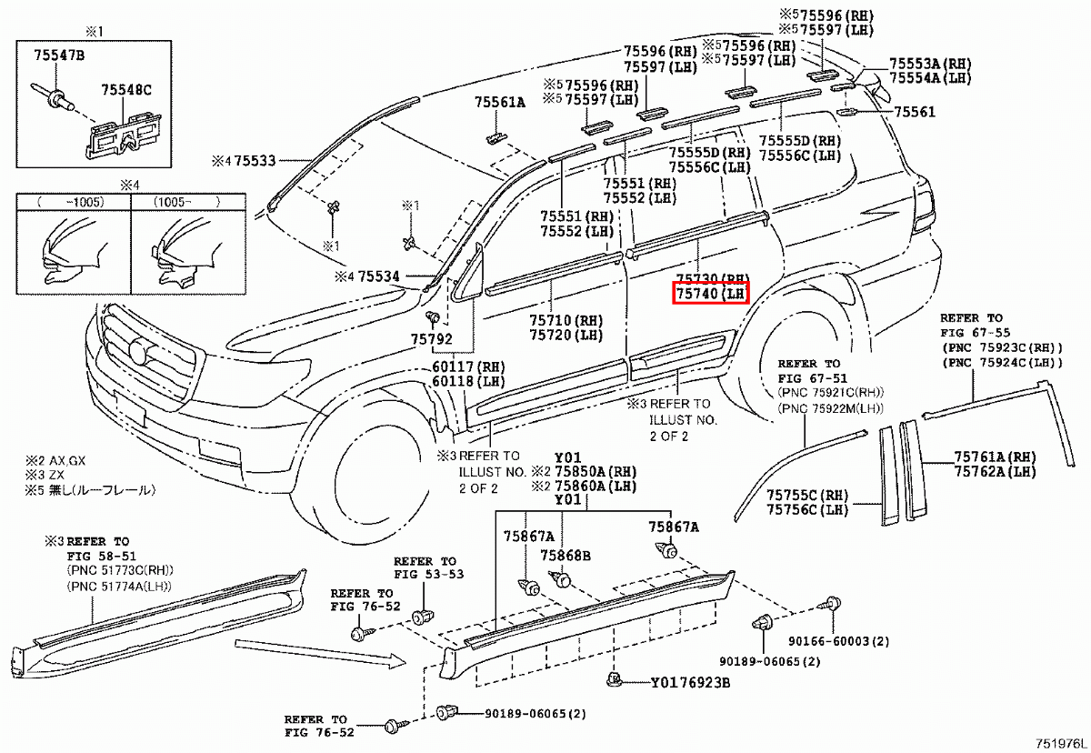 Genuine Toyota LandCruiser UZJ200 URJ202 LH Rear Door Weatherstrip ...