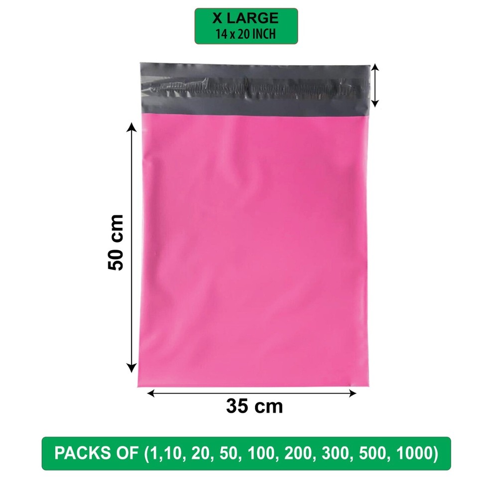 PINK Postal Mailing Bags Postage Coloured Plastic Packaging Parcel ...