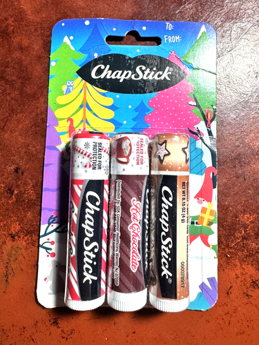 SEALED 3 Pack Chap Stick XMAS COLLECTION HOT CHOCOLATE, CANDY CANE ...