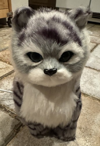 CUTE REMOTE CONTROL GREY STRIPPED WALKING MEOWING KITTEN CAT novelty ...