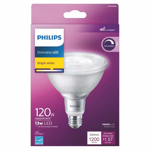 Philips 120W Equivalent Bright White PAR38 Medium Indoor/Outdoor LED ...