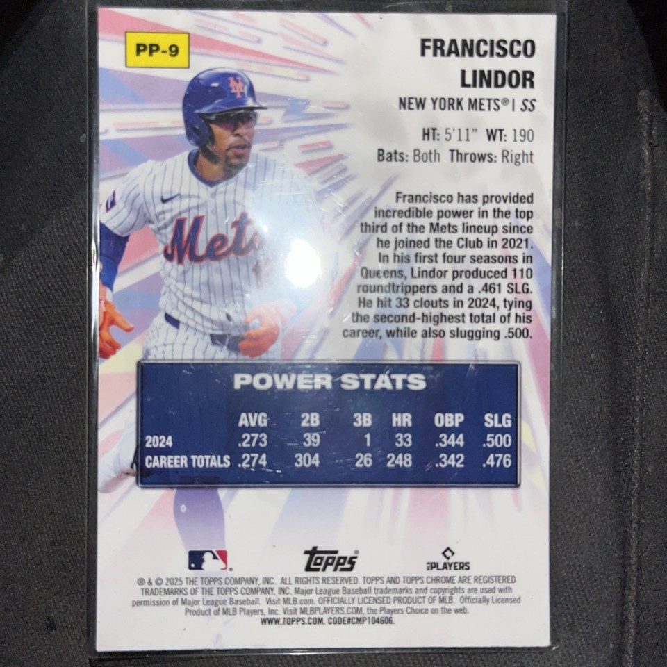 2025 Topps Chrome - Power Players Francisco Lindor #PP-9 NY Mets | eBay