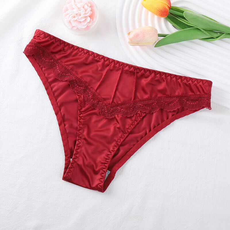 5 Packs Lot Sexy Womens Satin Panties Thongs High Leg Ladies Underwear ...