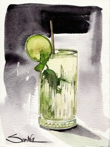 Mojito : SandraWatercolors™ Costa Rica : ORIGINAL WATERCOLOR PAINTING ...