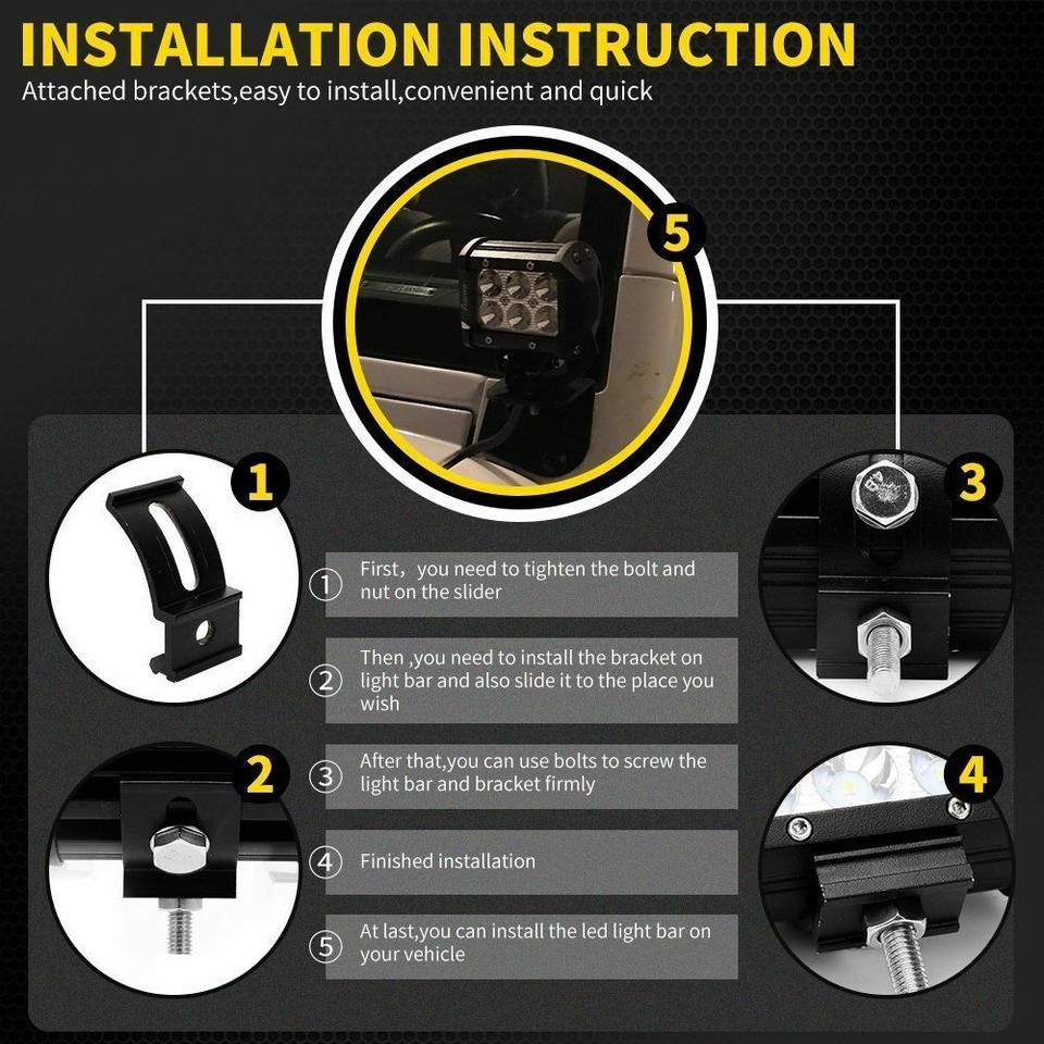 2Pcs Universal Mounting Brackets for LED Pods Base Brackets for LED ...