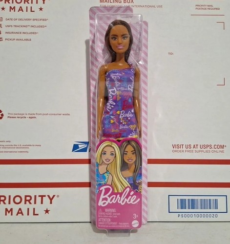 African American Barbie Doll Mattel 2021 GBK92 Logo Print Dress NIP ...