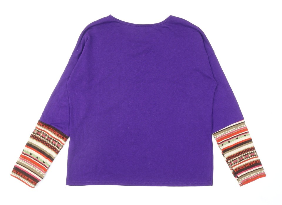 Womens Purple Round Neck Cotton Blend Jumper Size L - Angled Pocket ...
