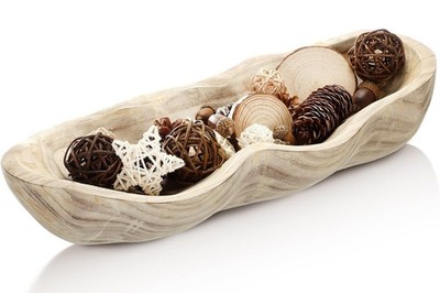 1 Pack 16 Inch Wavy Live Edge Dough Bowl Large Size Wood Rustic Dough ...