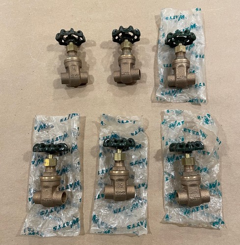 WATTS 1/2" sweat gate valve 125 WSP 200 WOG - Lot of 6 | eBay