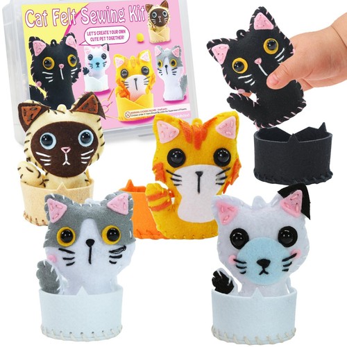 Cat Sewing Kit for Kids Ages 6-12, Stuffed Animal Kitten Craft Kit for ...