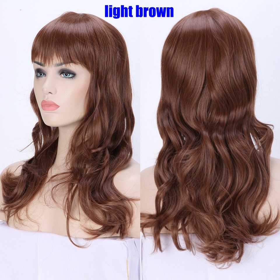 US stock long straight wavy cosplay wig full wigs costume party heat ...