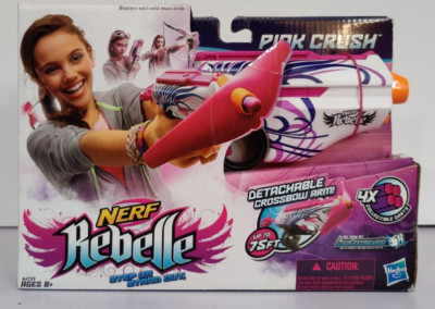 Nerf Rebelle Pink Crush 2 in 1 Dart Blaster Mini C-Bow Toy w/ 4 Darts ...