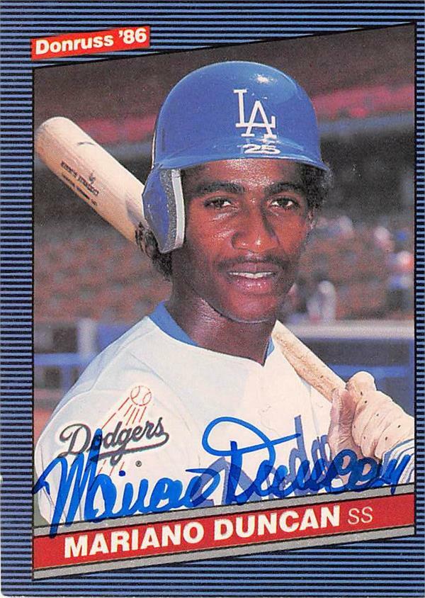 Mariano Duncan autographed baseball card (Los Angeles Dodgers) 1986 ...