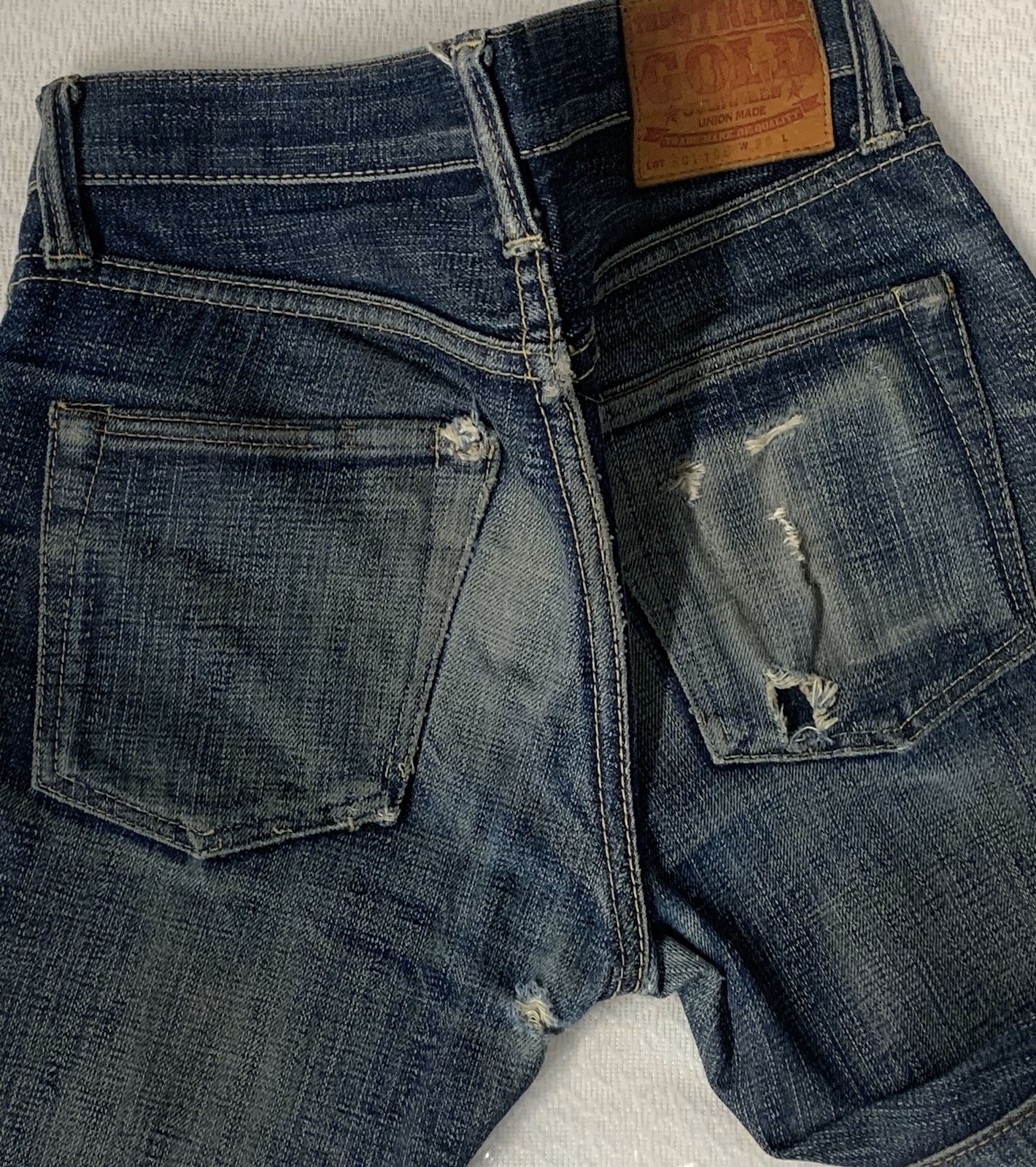 the strike gold Japanese selvedge denim Jeans Distres… - Gem