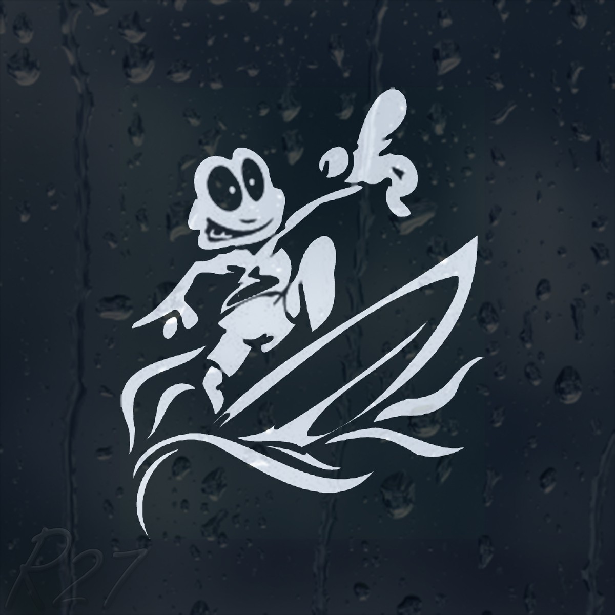 Funny Green Frog Surfing PacuM Garden Figurines Funny Surf Frog