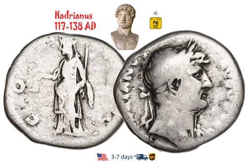 Ancient Roman Empire Coin Silver Denarius Hadrian 117 - 138 AD ...