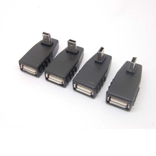 90 Degree 4 angle USB Type A Female to Mini B 5 Pin Male Converter ...
