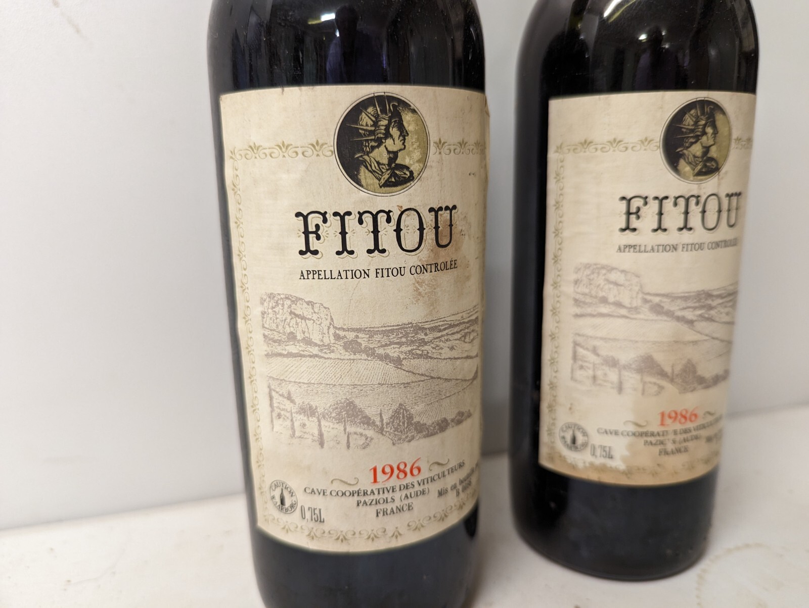 LOT de 2 BOUTEILLES FITOU - 1986 - GRAND VINS DE L'AUDE - 38 ans - AOC ...