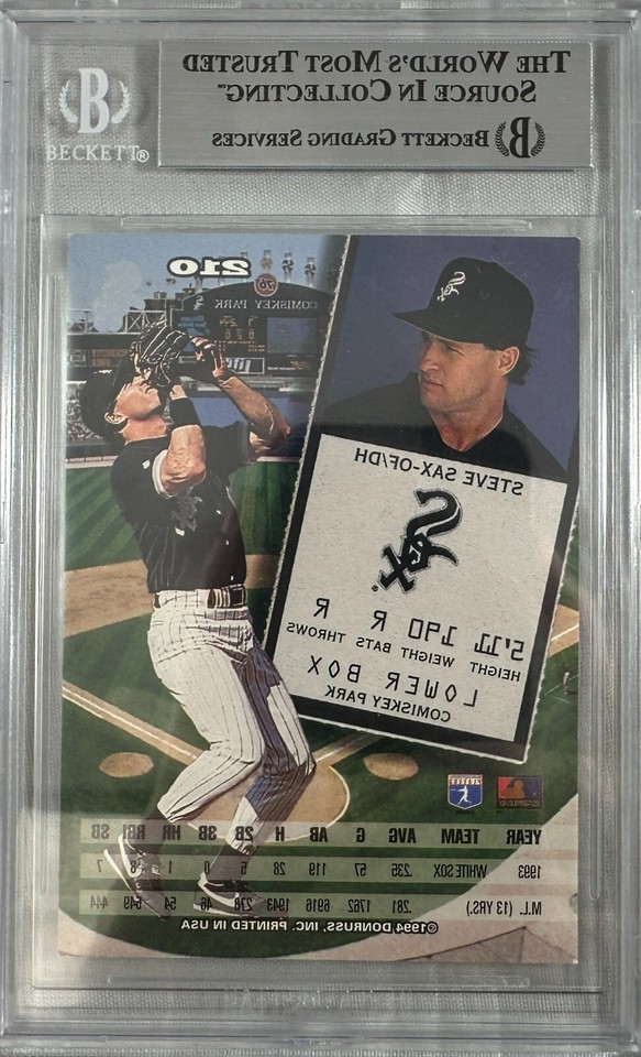 Steve Sax autog signed card 1994 Donruss #210 MLB Chicago White Sox BAS ...