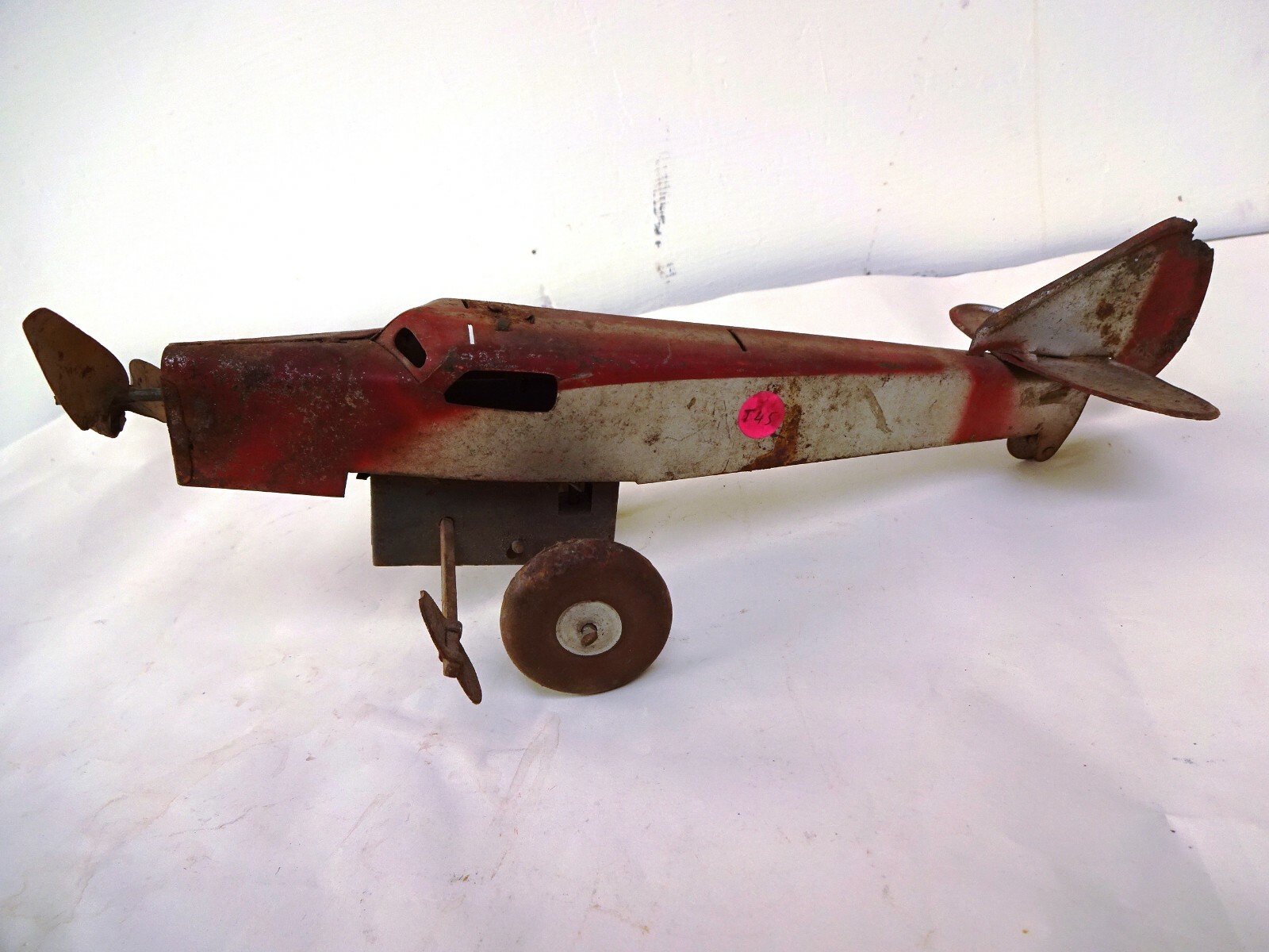 Antique Tin Toy Clockwork Airplane Propeller Aircraft Tin Toy Fighter ...