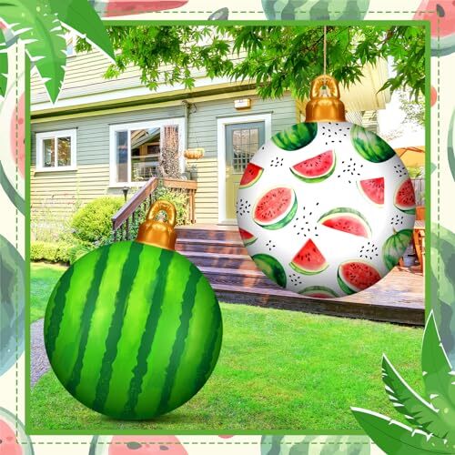Jetec 2 Pcs 24" Giant Summer Watermelon Outdoor Balls Decorations PVC ...