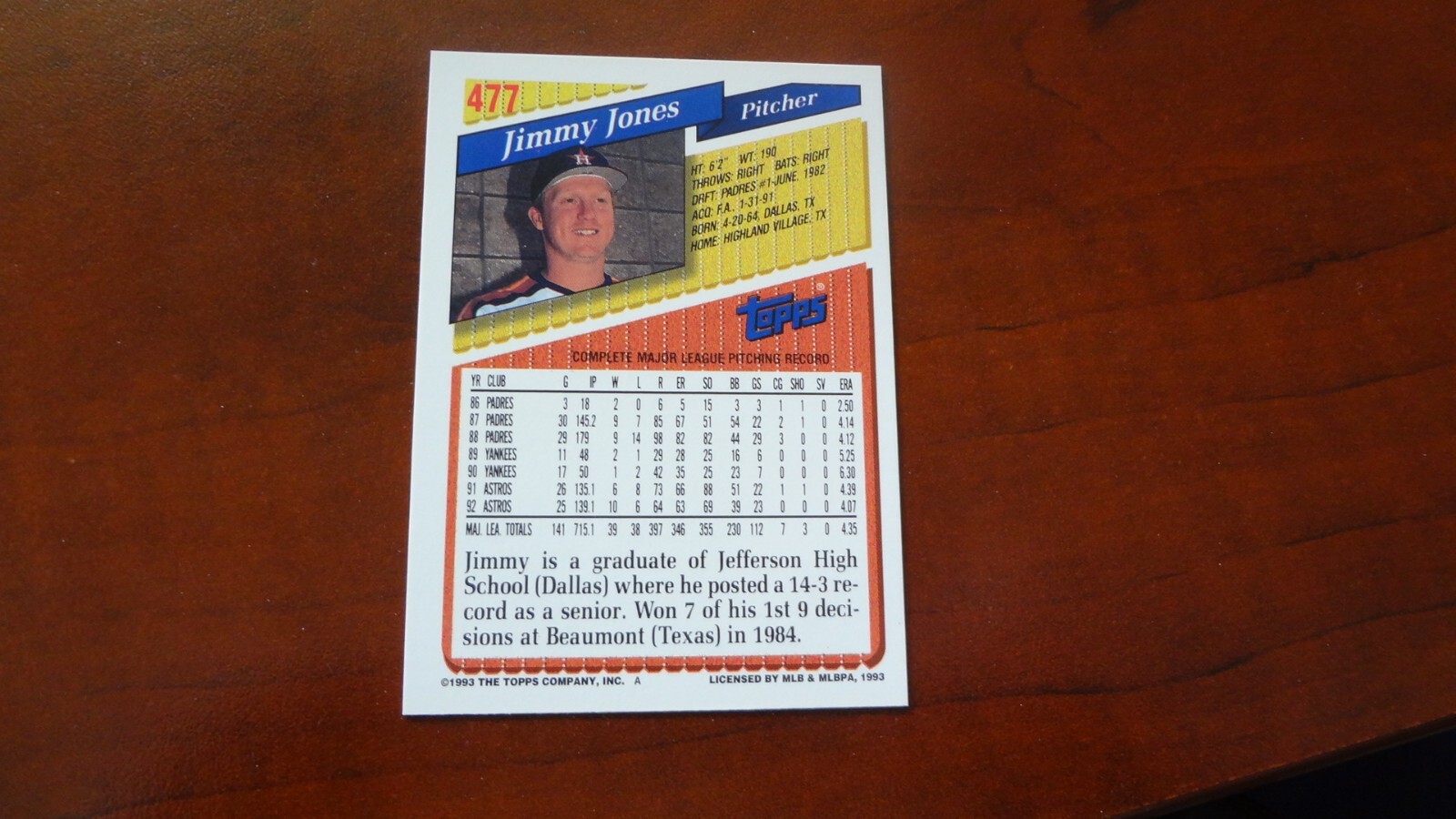 1993 Topps - #477 Jimmy Jones for sale online | eBay