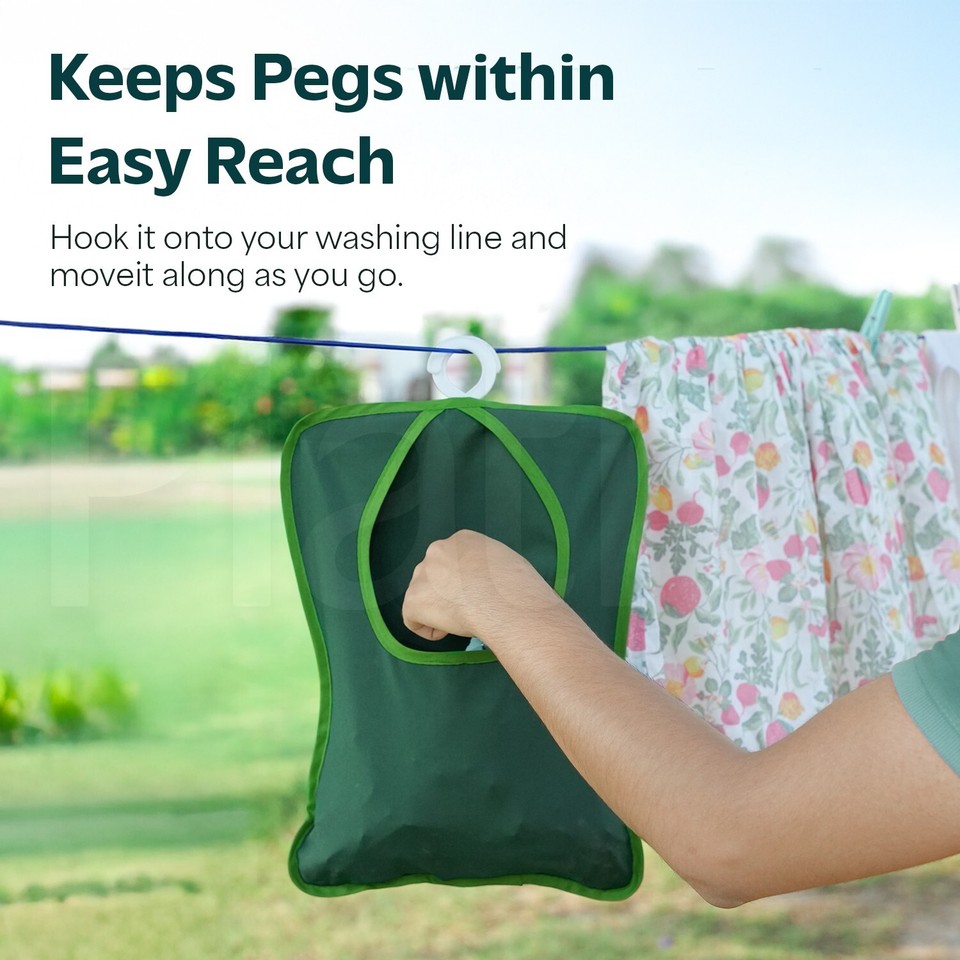 Waterproof Large Shoulder Hanging Peg Bag Laundry Washing Pegs Holder ...