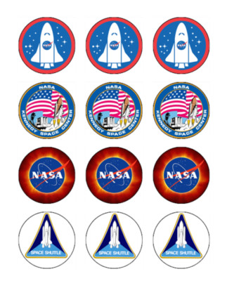 NASA SPACE SHUTTLE Cupcake Toppers Edible Icing Image Cake Decorations ...