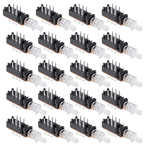 20 x Push Button Switch DPDT 6 Pin 1 Position Self-Locking Black ...