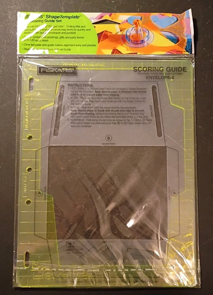 FISKARS Shape Template &Scoring Guide Set Envelope-2 Template Scrapbook ...