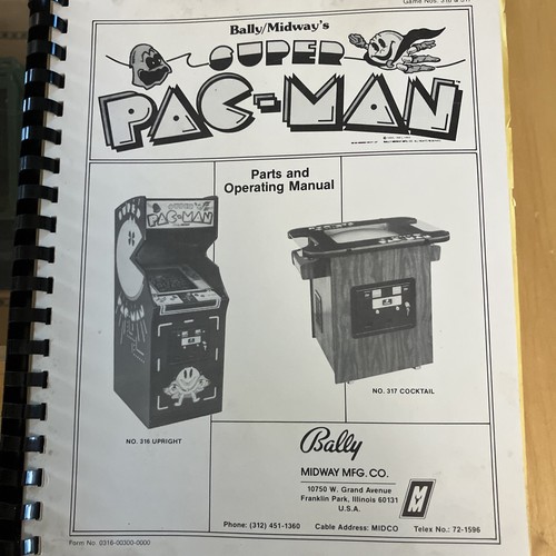 Bally Midway Super Pac Man Arcade Game Parts & Operating Manual ...