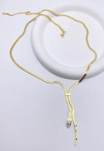 NEW GOLD PLATED TITANIUM CHAIN CRYSTAL SNAKE FASHION FLAT SNAKE ...