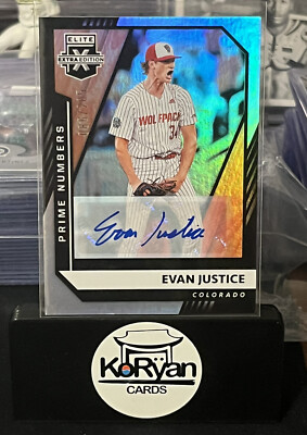 2021 Panini Elite Extra Edition Evan Justice RC #140 Auto Prime Numbers ...