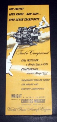 1952 OLD MAGAZINE PRINT AD, CURTISS-WRIGHT AIRCRAFT ENGINES, FASTEST ...