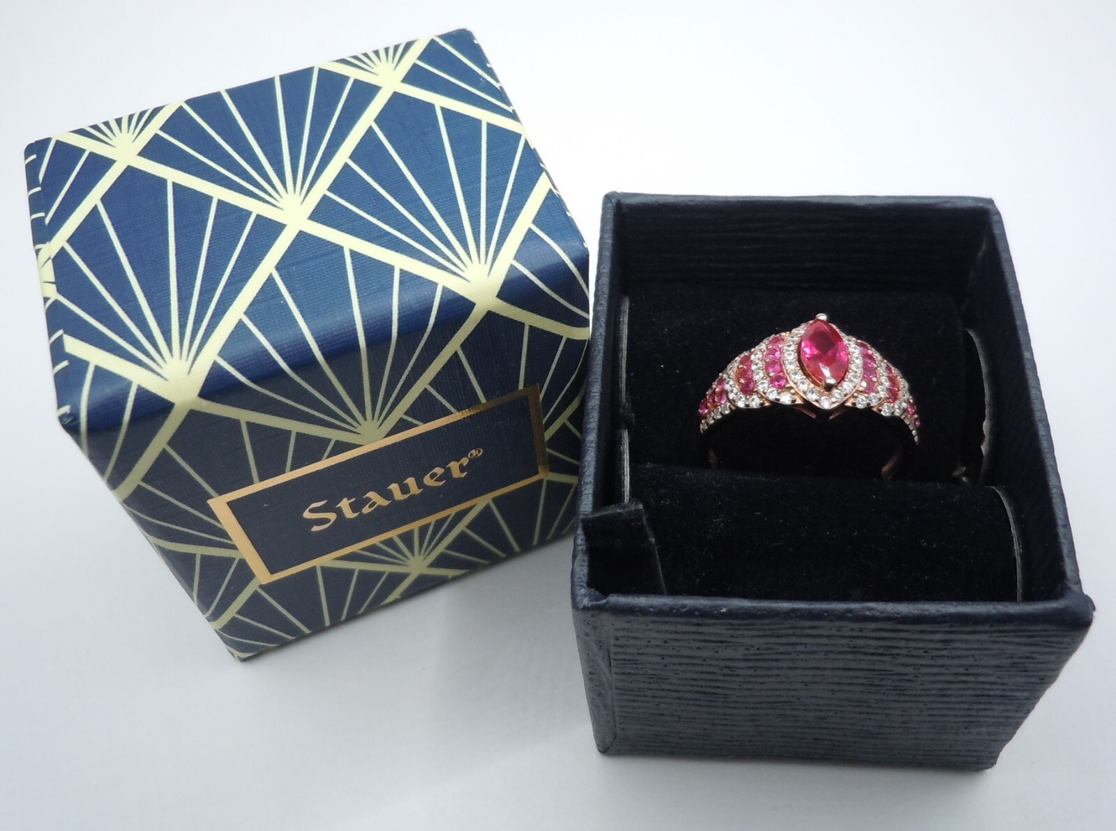 925 Sterling Gold over Silver STAUER Red Stone Ring Size 8.5 | eBay