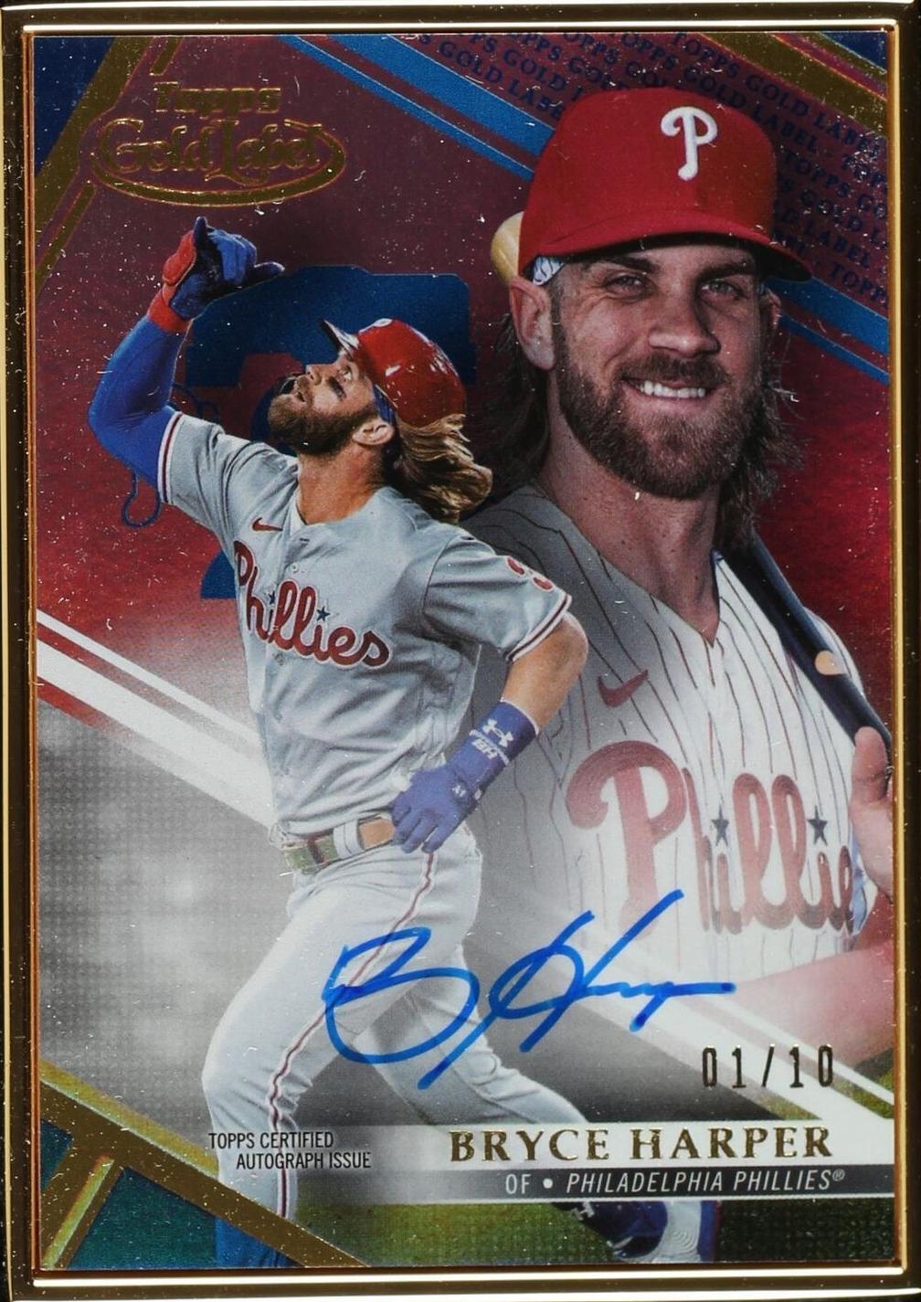 2021 Topps Gold Label - Framed Autographs Bryce Harper #FA-BH Blue /10 ...