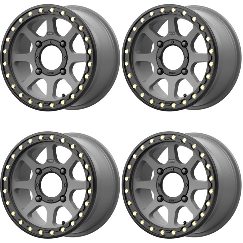 4 ATV/UTV Wheels Set 15in KMC KS234 Addict 2 Beadlock Gray 4/137 38mm ...
