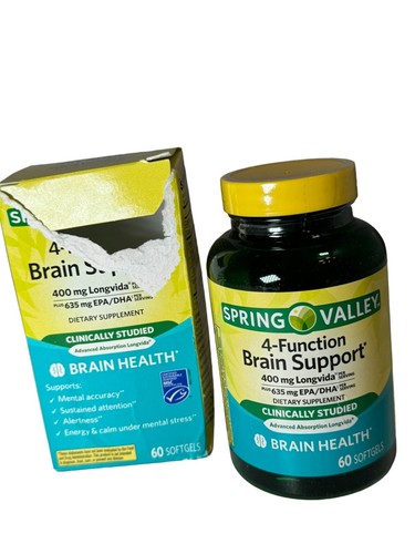Spring Valley 4-Function Brain Support 400mg Brain Health 60 Softgels ...