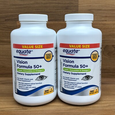 300Ct Equate Vision Formula 50+Soft Gels Supplement omega 3 (2 pack ...