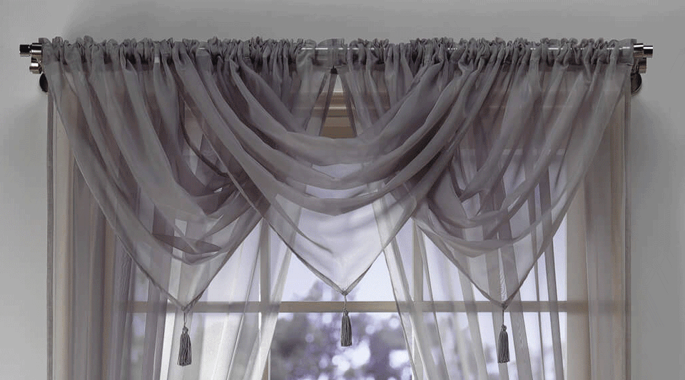 Plain Tasseled Voile Swags All Colours - Net Curtains Voile Swag ...