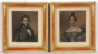 Carl Friedrich Koepke (exh.1820-1846) "Portraits of husband and wife ...