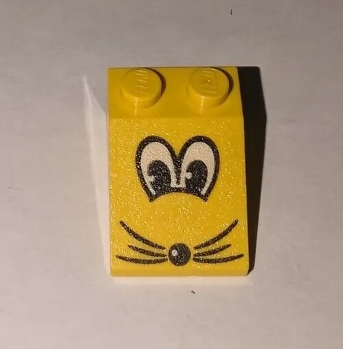 LEGO 2x3 Slope Brick 33 Yellow Black White Eyes Nose Whiskers Face ...