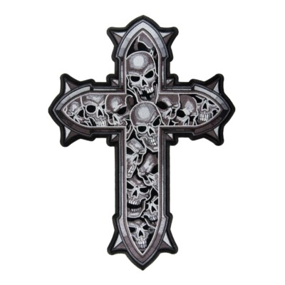 Subdued Gray Skulls Cross Patch, Skull Back Patches | eBay