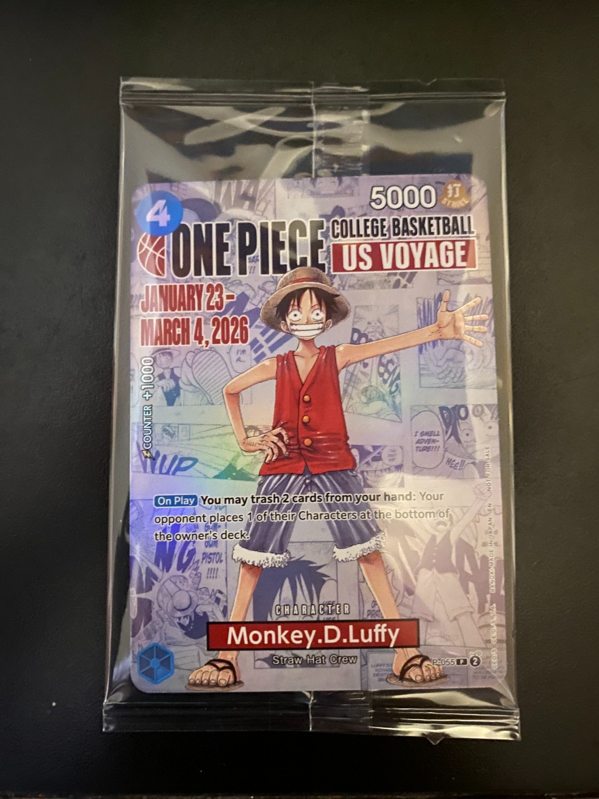 One Piece Monkey D. Luffy US Voyage College Card Gonzaga SEALED, IN ...