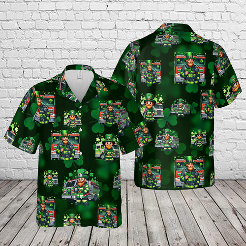 Firefighter Saint Patricks Day Leprechaun Hawaiian Shirt | eBay