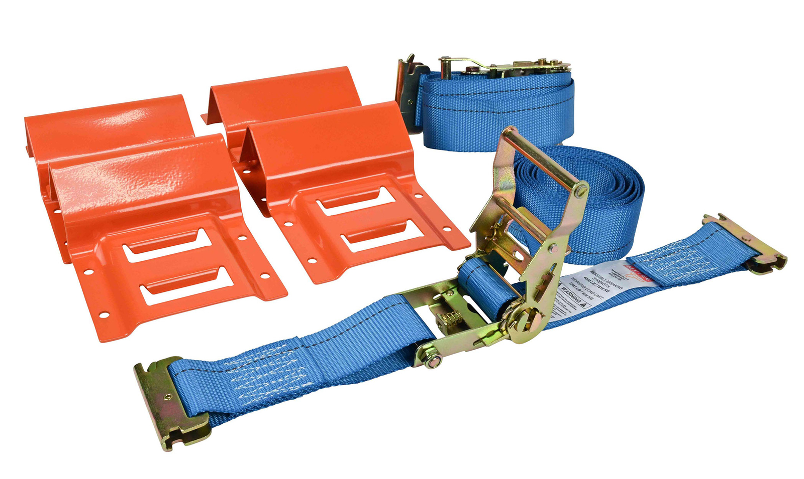 E-Track Wheel Chock & Strap Kit - 4 Wheel Chocks Orange -2 2"x8' E ...