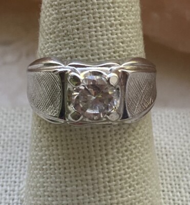 VINTAGE LIND STERLING SILVER CLEAR CZ RING SIZE 8.75 | eBay